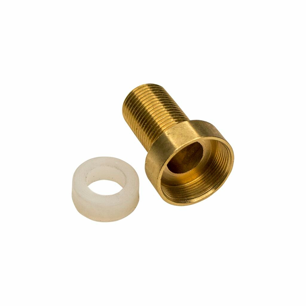 Латунная втулка 1/2" для крепления тропического душа в крышу душевой кабины, длина резьбы 35 мм, с силиконовой прокладкой