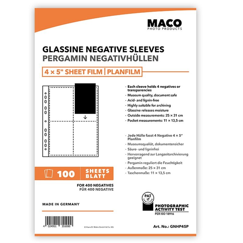 Файл Maco для негативов 4x5'/100 листов