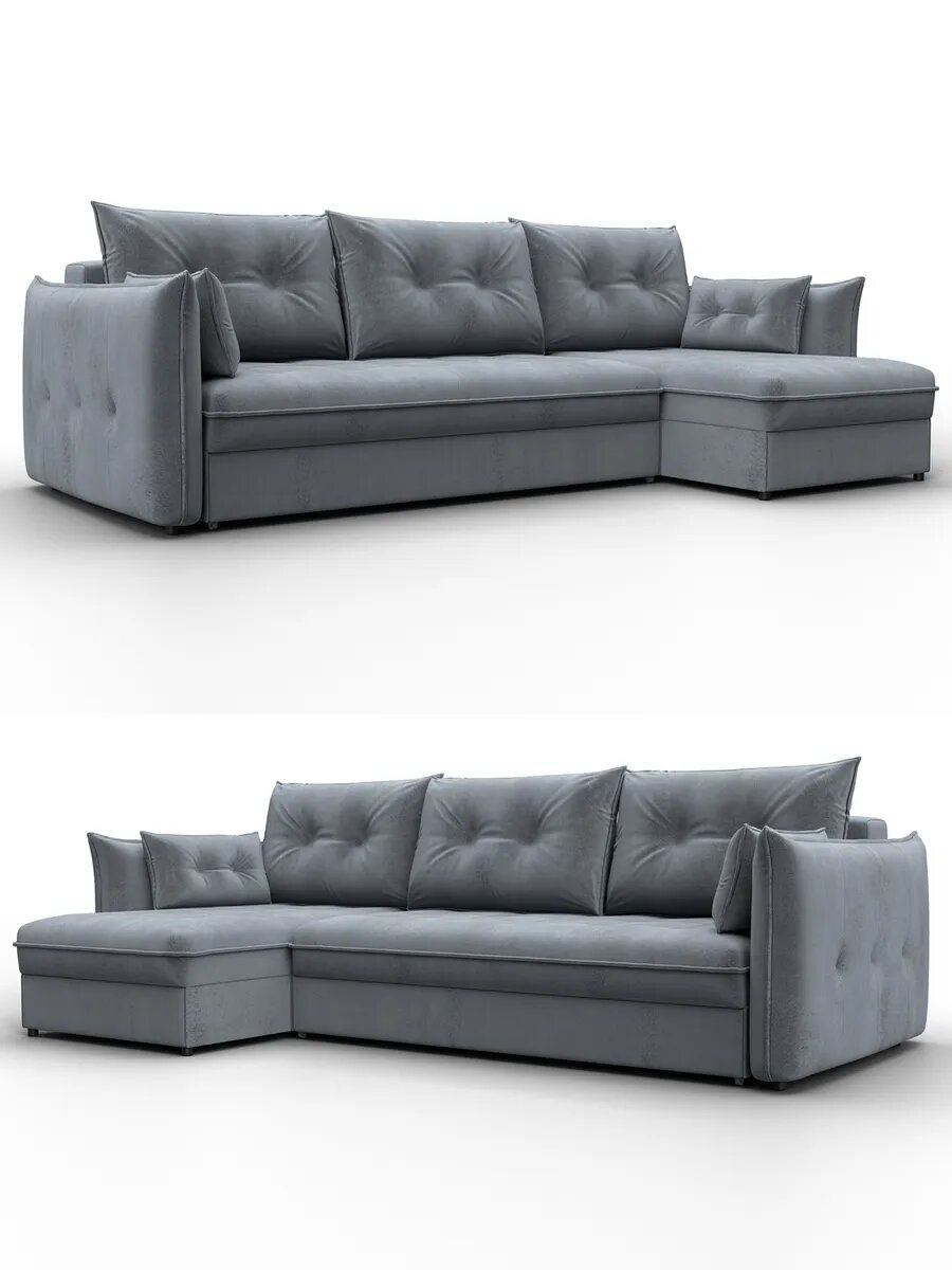 Диван угловой Стайл, 270x94x163 см, угол универсальный, с ящиком для белья, велюр