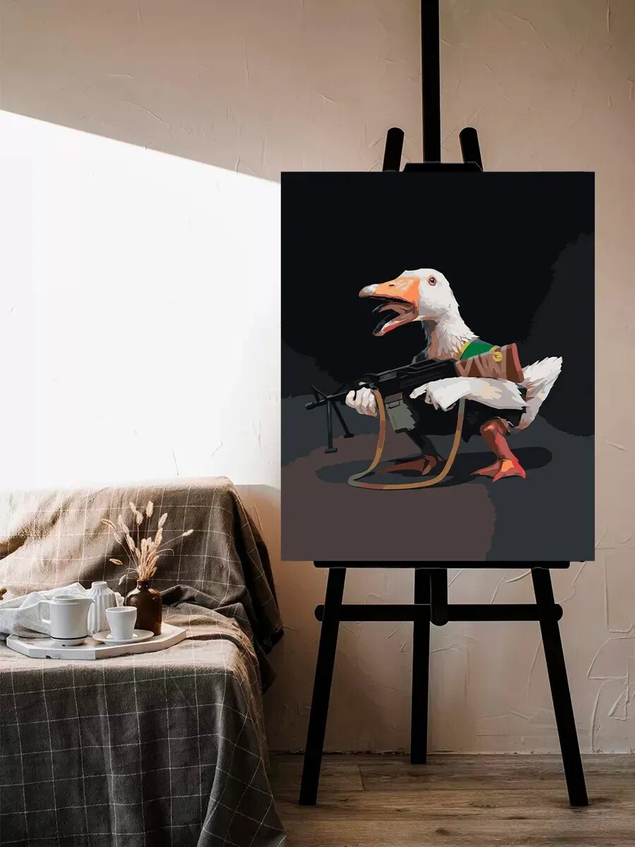 Картина по номерам Смешной Гусь с Ружьем Untitled Goose