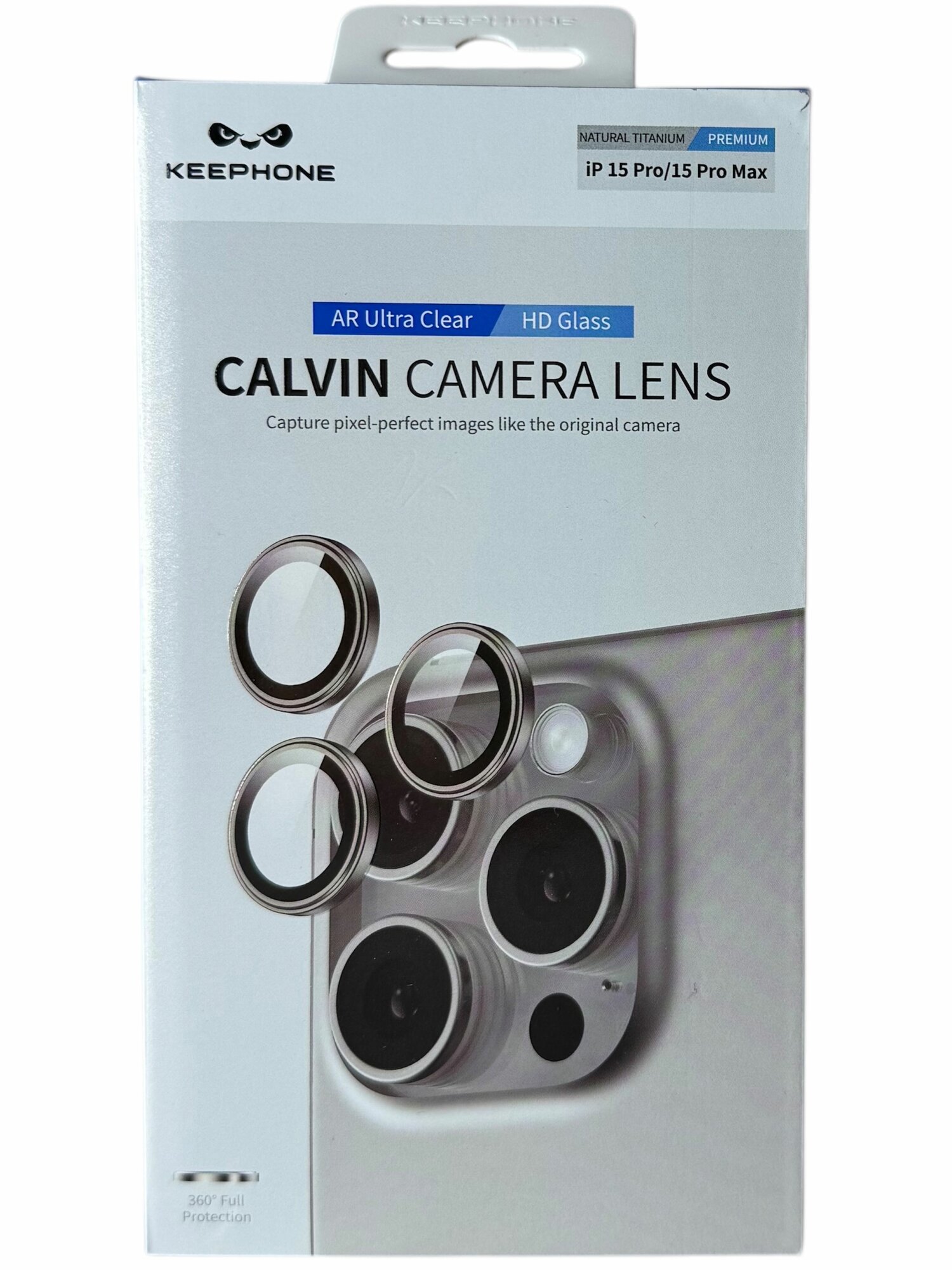 Защитные Линзы Keephone на камеру для телефона Iphone 15 Pro / 15 Pro Max, цвет Natural Titanium (натуральный титан), из алюминиевого сплава, camera lens