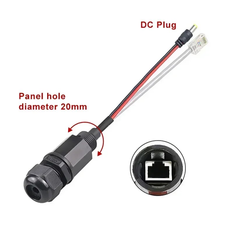 Водонепроницаемый сетевой разъем RJ45 Nylon PA66 25см M20 with DC