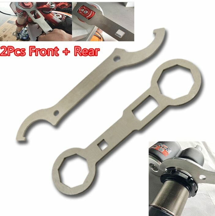 Ключ для вилки рулевой колонки 2 шт, инструмент для снятия переднего и заднего амортизатора, крючок для снятия амортизатора, гаечный ключ, ключ для рулевой колонки