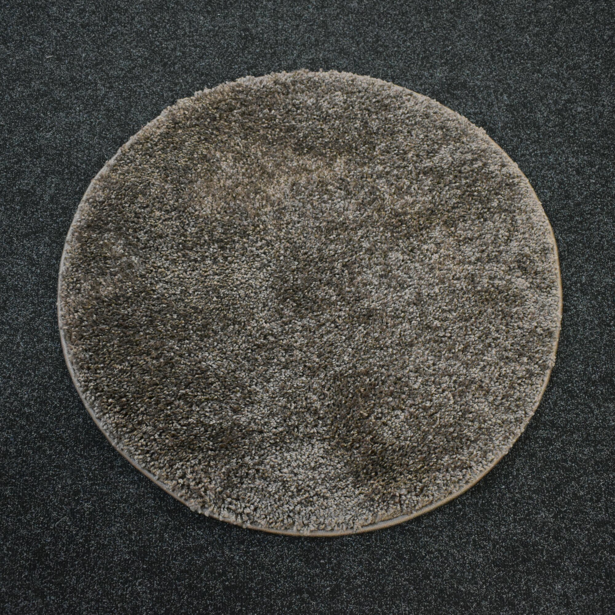 Ковер на пол круглый пушистый, прикроватный, в спальню, гостиную, детскую, на кухню, коричневый, 0.8*0.8 м