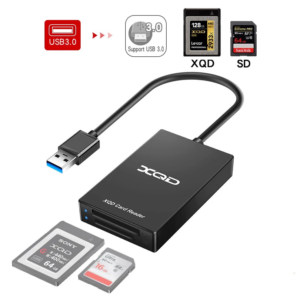Rocketek XQD кардридер USB 3.0 для карт Sony M/G USB3.0 XQD SD Reader