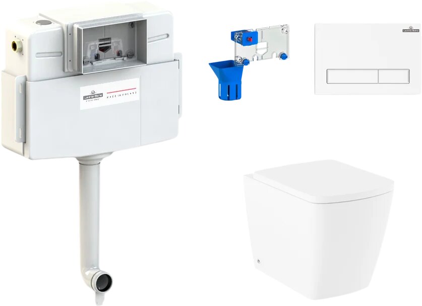 Комплект Lavinia Boho Унитаз приставной Aveo Rimless 3306404R / Крышка-сиденье с микролифтом / Бачок скрытого монтажа RelFix 38020010, Кнопка, Дозатор