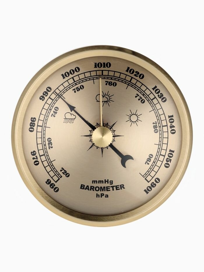 Барометр механический, настенный, d 7 см, золотая рамка