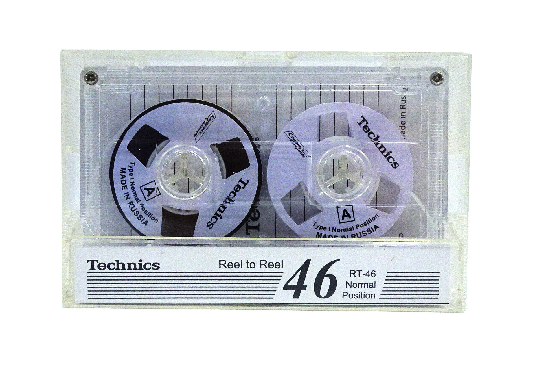Аудиокассета "Technics RT-46" с белыми катушками