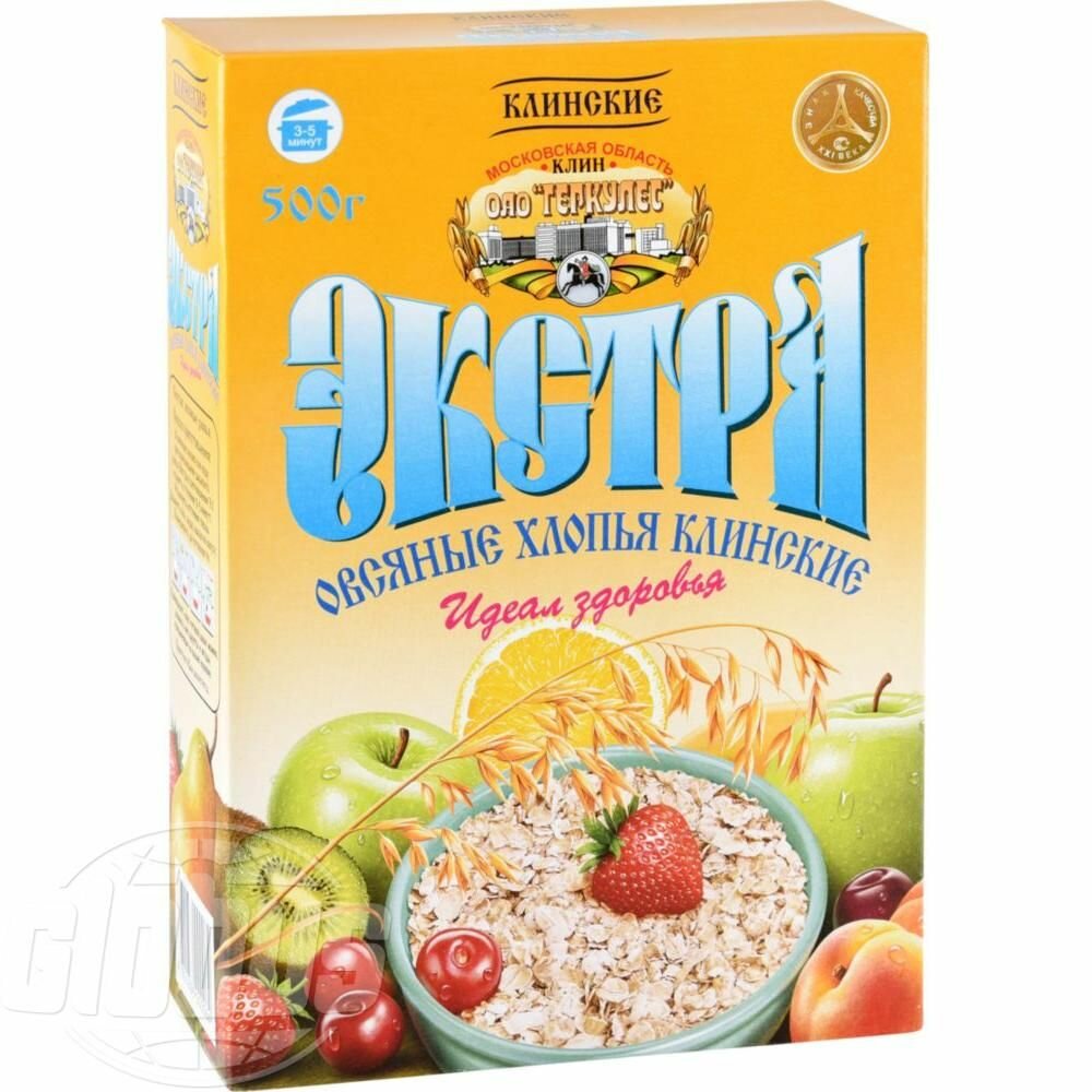 Хлопья овсяные клинские Экстра №2, 500г x 3 упаковки