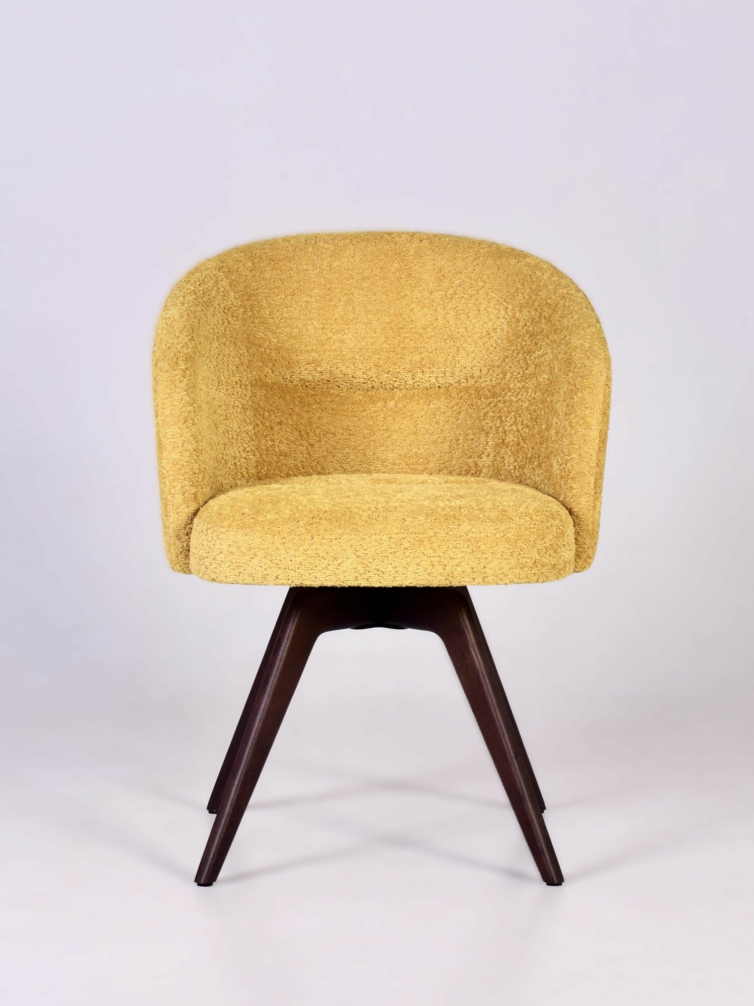 Стул, Ameli, с поворотным механизмом, горчичный шенилл, ножки венге