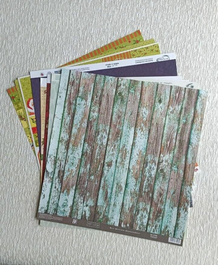 Набор бумаги для скрапбукинга разносорт 30,5х30,5 см. в новогодней тематике 10 шт.