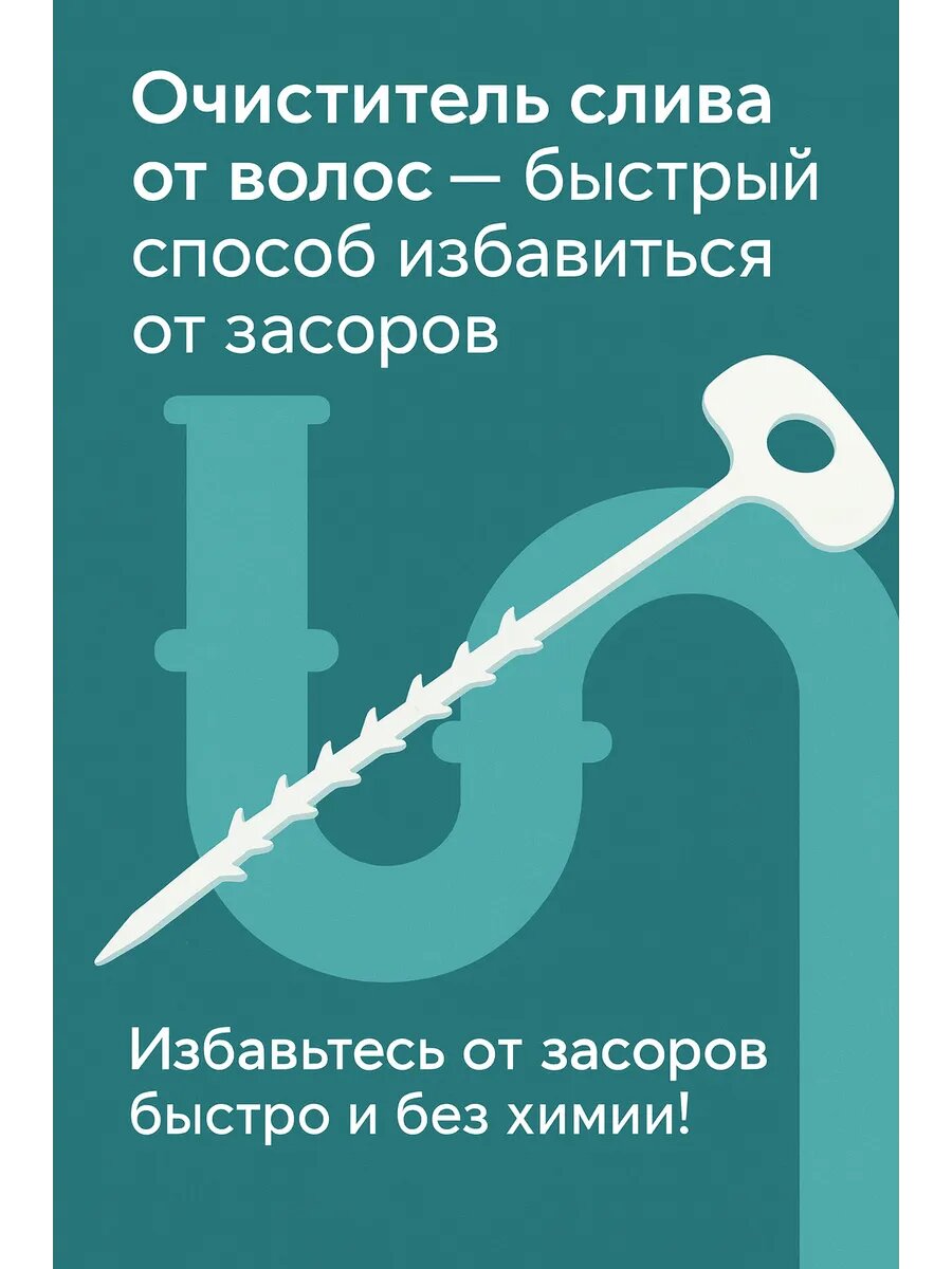 Очиститель слива раковины от волос (от забитых стоков раковины, ванны)