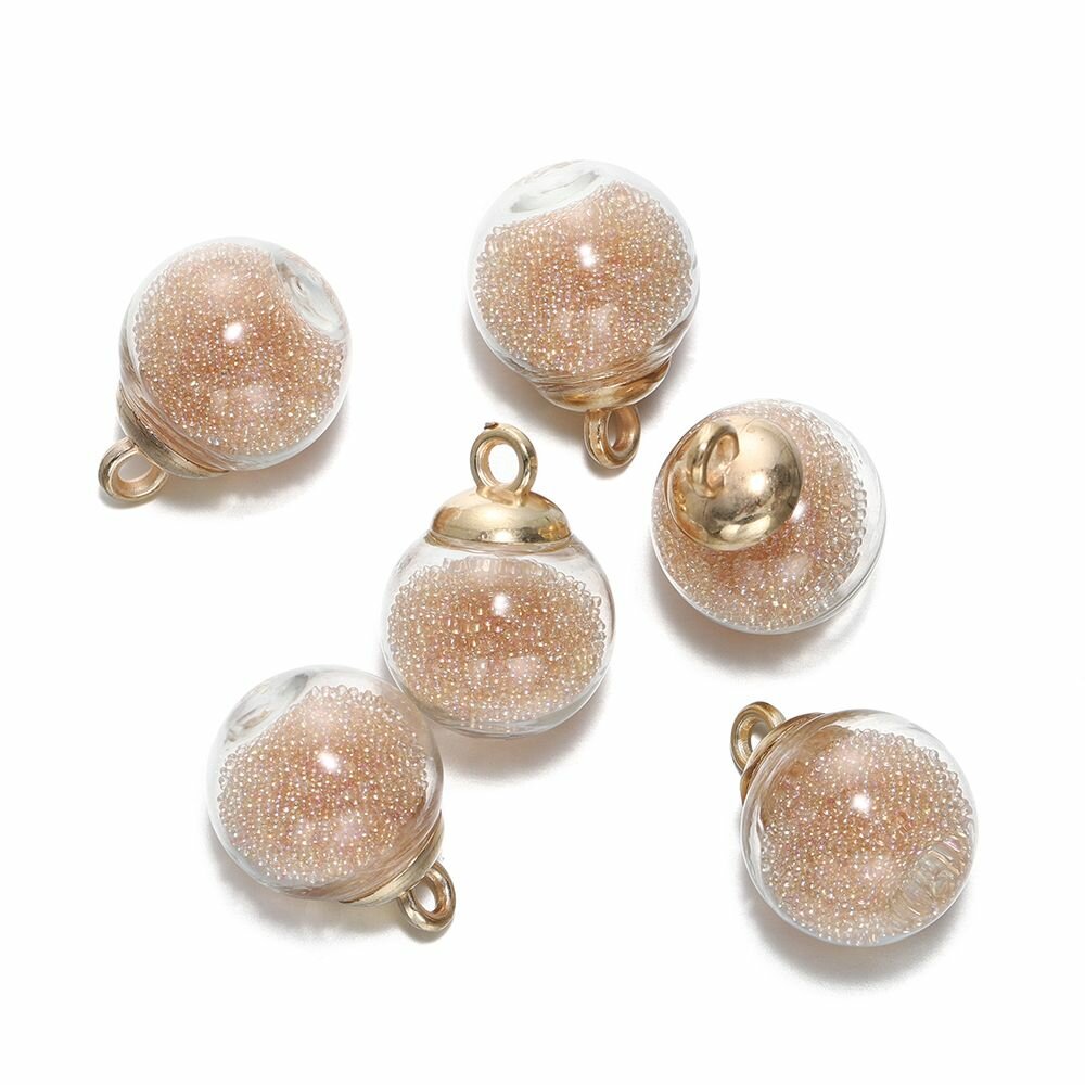 Хрустальные бусины/шармы с блестками внутри для рукоделия, творчества, украшений, сумок, 10 шт.