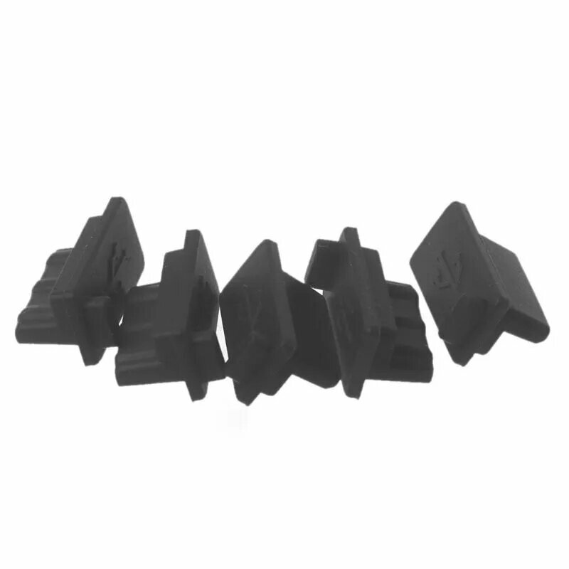 Заглушки для USB из силикона (5 шт), совместимые с USB 2.0/3.0, черные