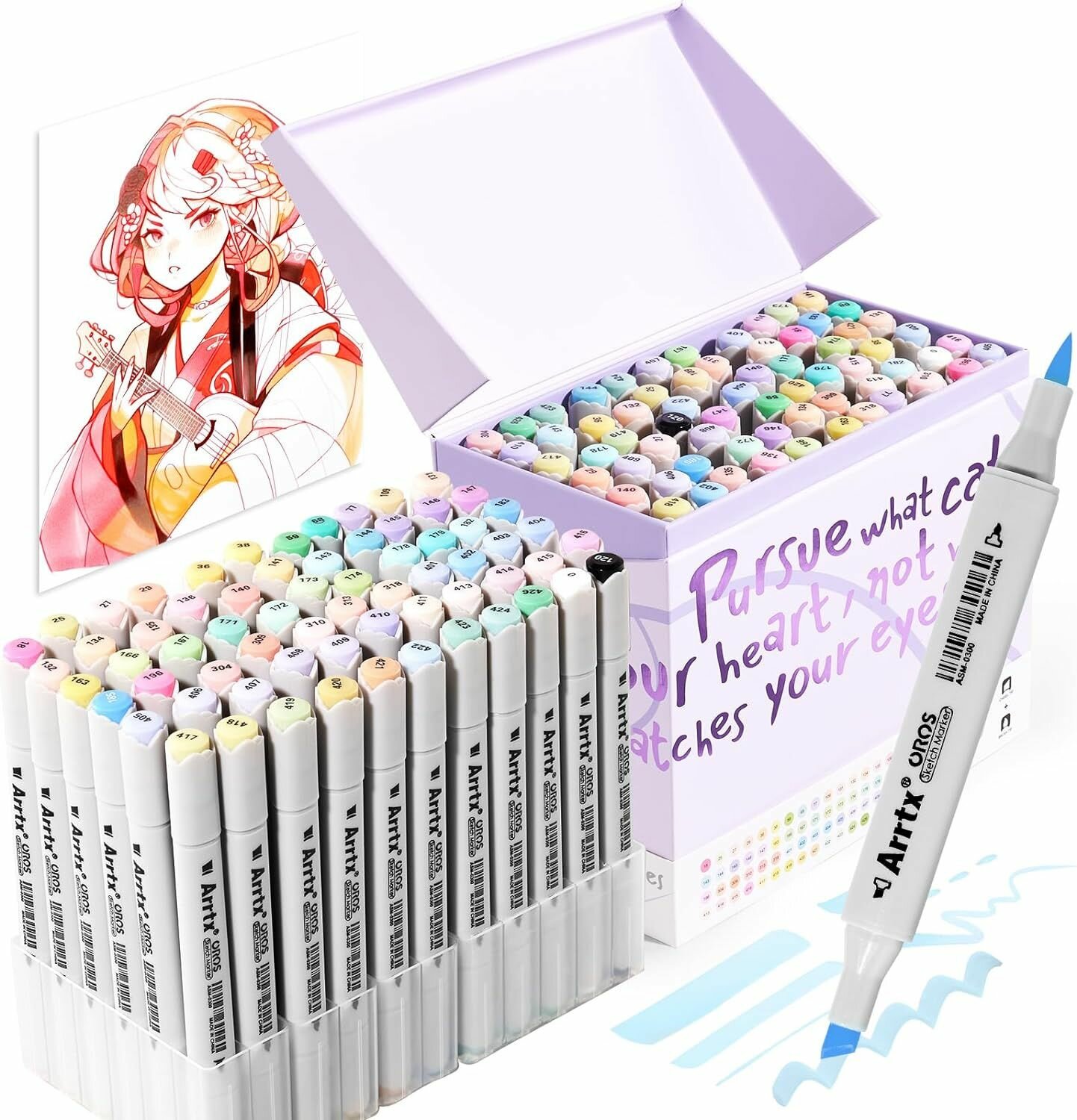 Arrtx Набор маркеров, толщина: 0.19 мм, 66 шт.