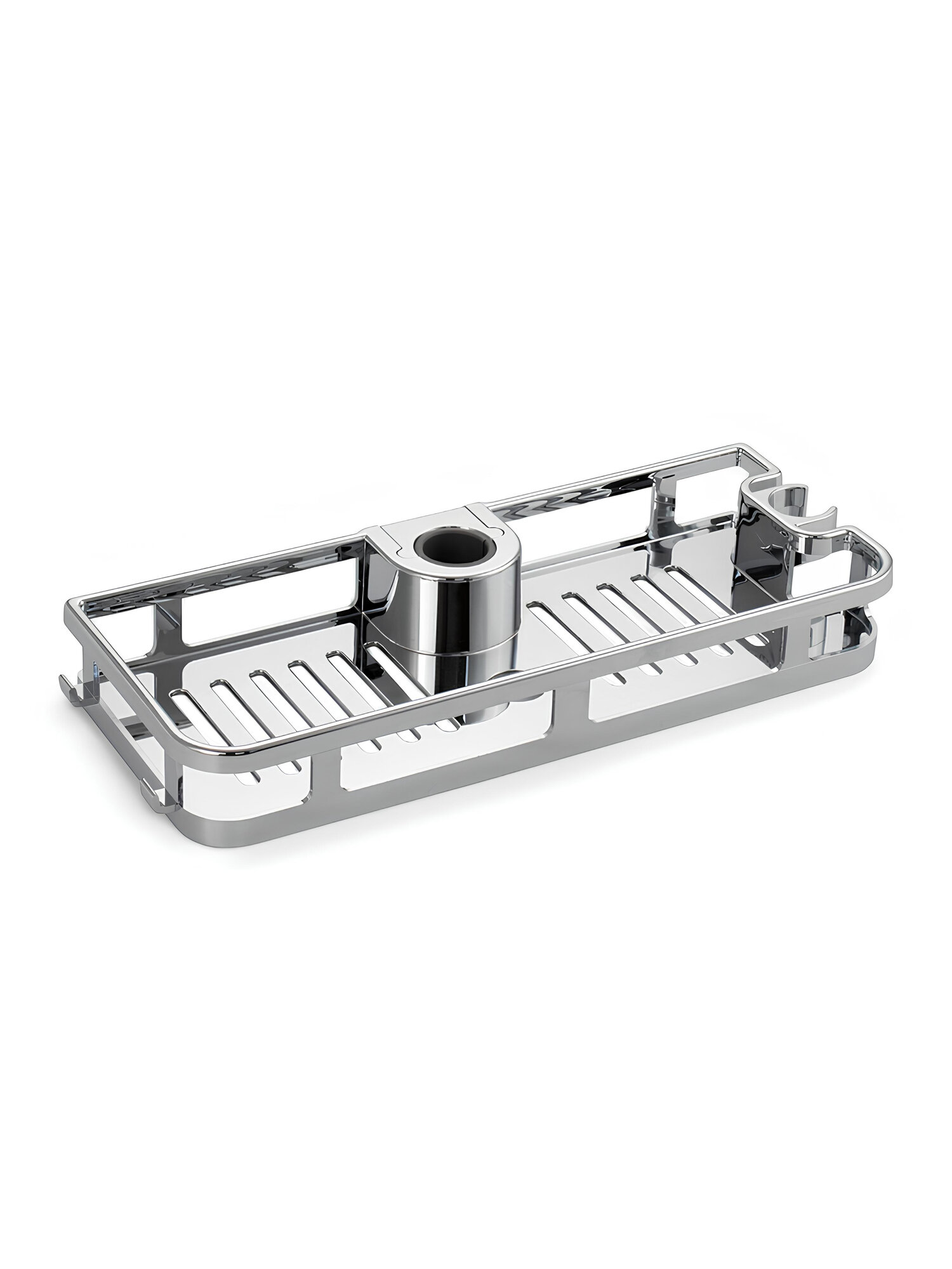 Полка для ванной с крючками на душевую стойку без сверления, Diadonna