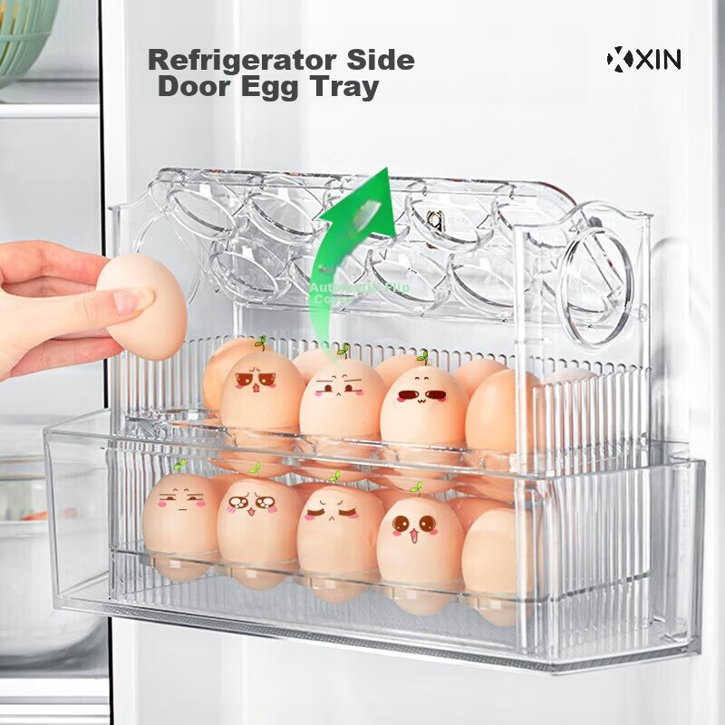Jia De Wu Yu Japanese Side Door Egg Storage Box, Refrigerator Food-Grade Preservation Container, Kitchen Organizer, Specialized Egg Holder, Storage Solution