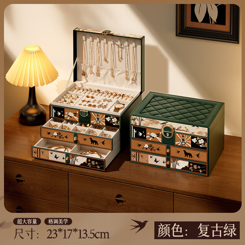 Новая коробка для хранения ювелирных изделий, высококачественная изысканная коробка для хранения серег, колец, ожерелий, золотая портативная коробка для ювелирных изделий