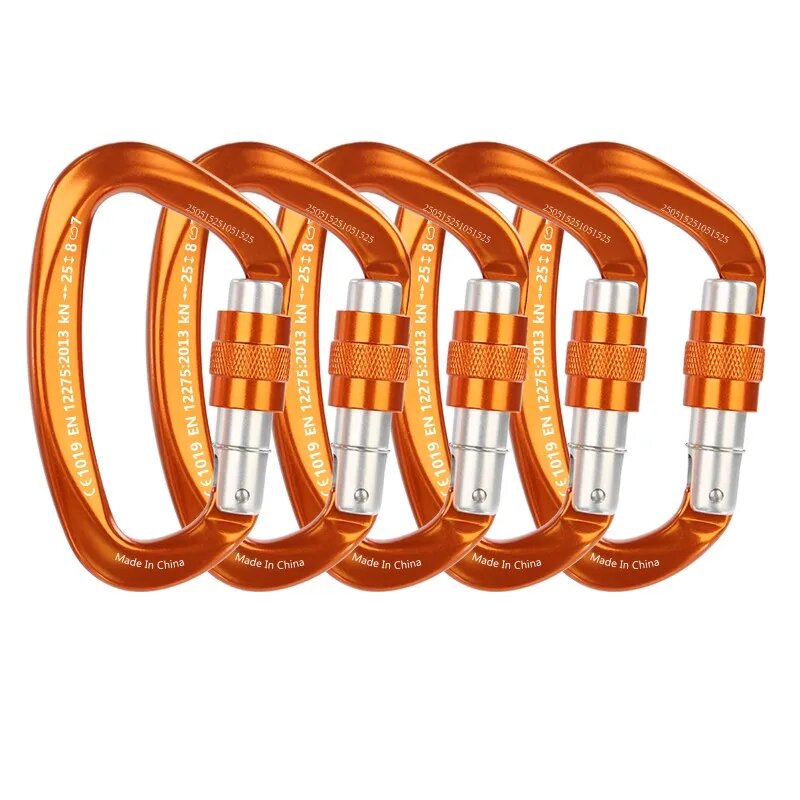 Карабин XINDA Screwgate 25 кН алюминиевый Оранжевый, 5pcs orange