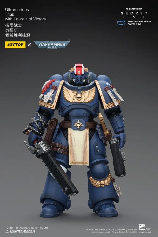 Подвижная фигурка JOYTOY Warhammer 40K 1/18 Action Figures Ultramarines Titus with Laurels of Victory