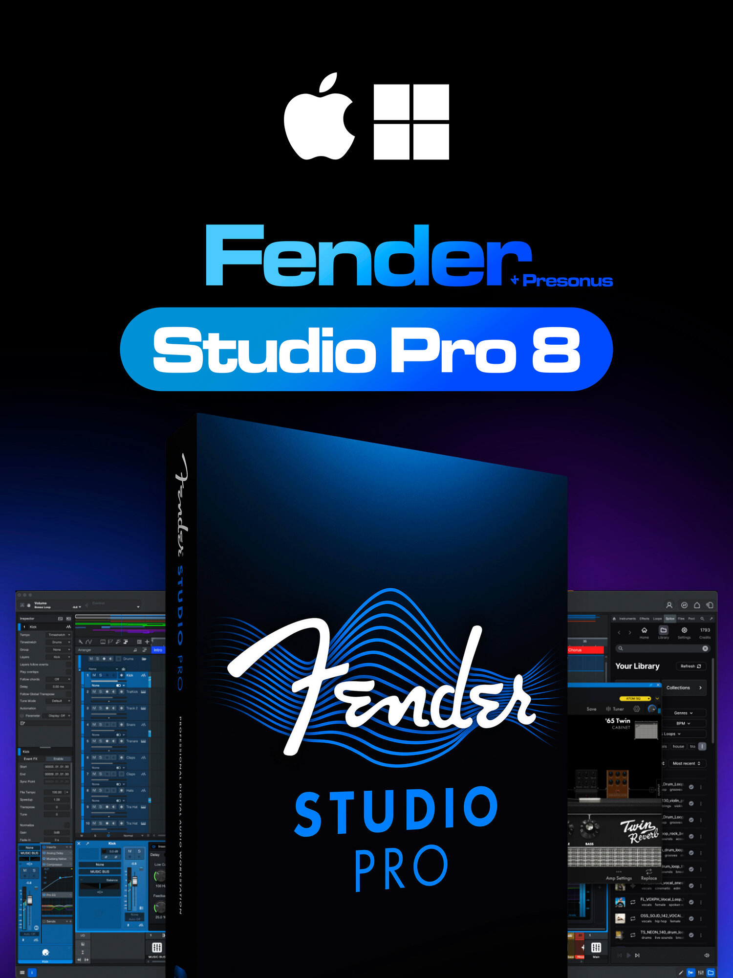 Studio One Pro 8 (бессрочная лицензионная активация) PreSonus & Fender для Windows и macOS