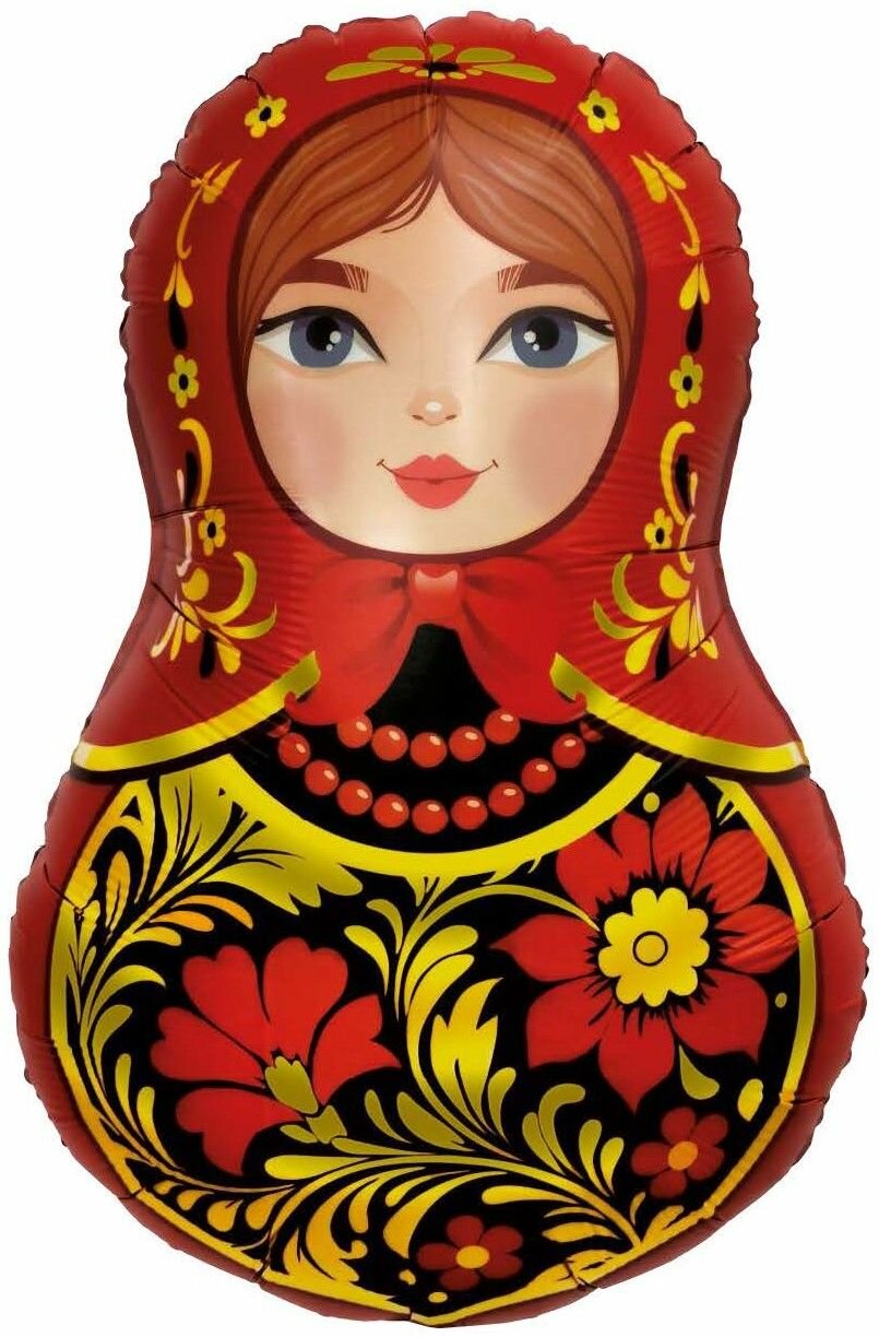 Воздушный шар Матрешка Хохлома 79см