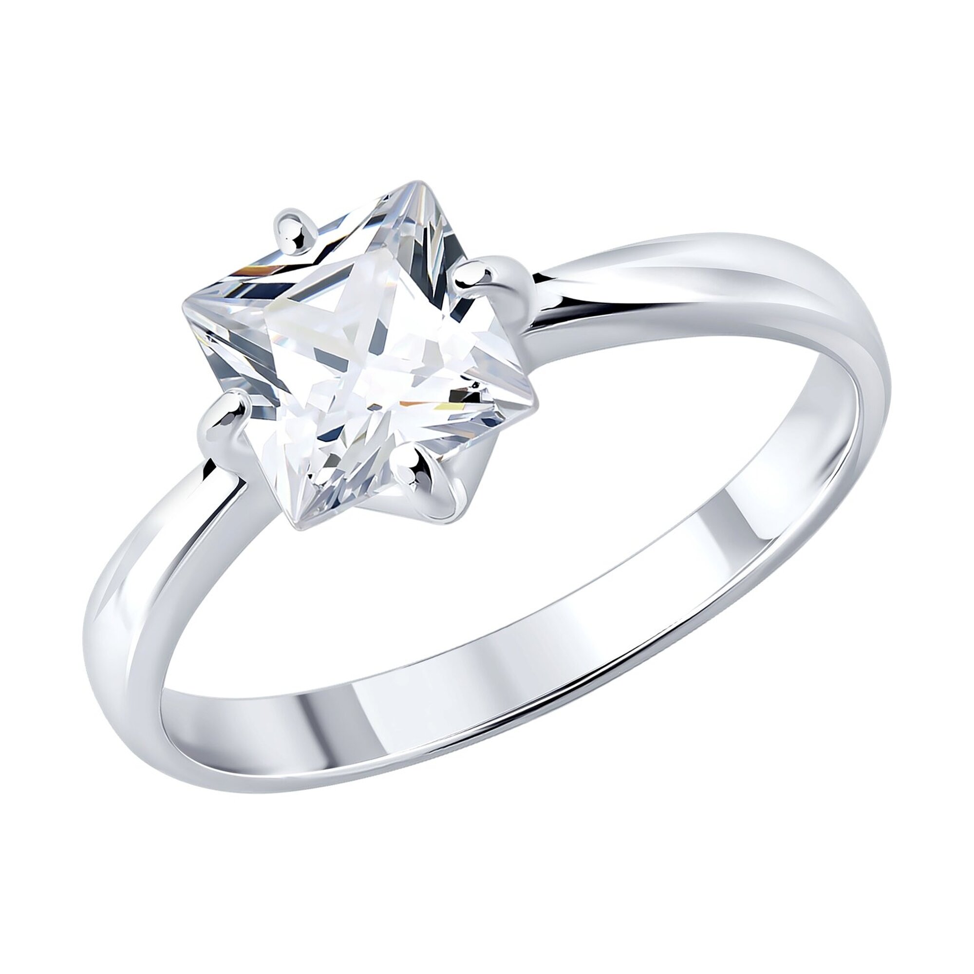 Кольцо, серебро, 925 проба, родирование, фианит