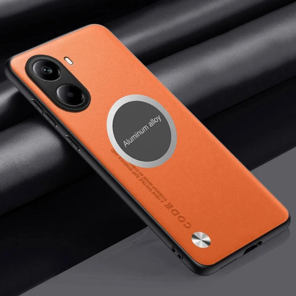 Чехол Poco X5 Pro оранжевый с магнитным держателем