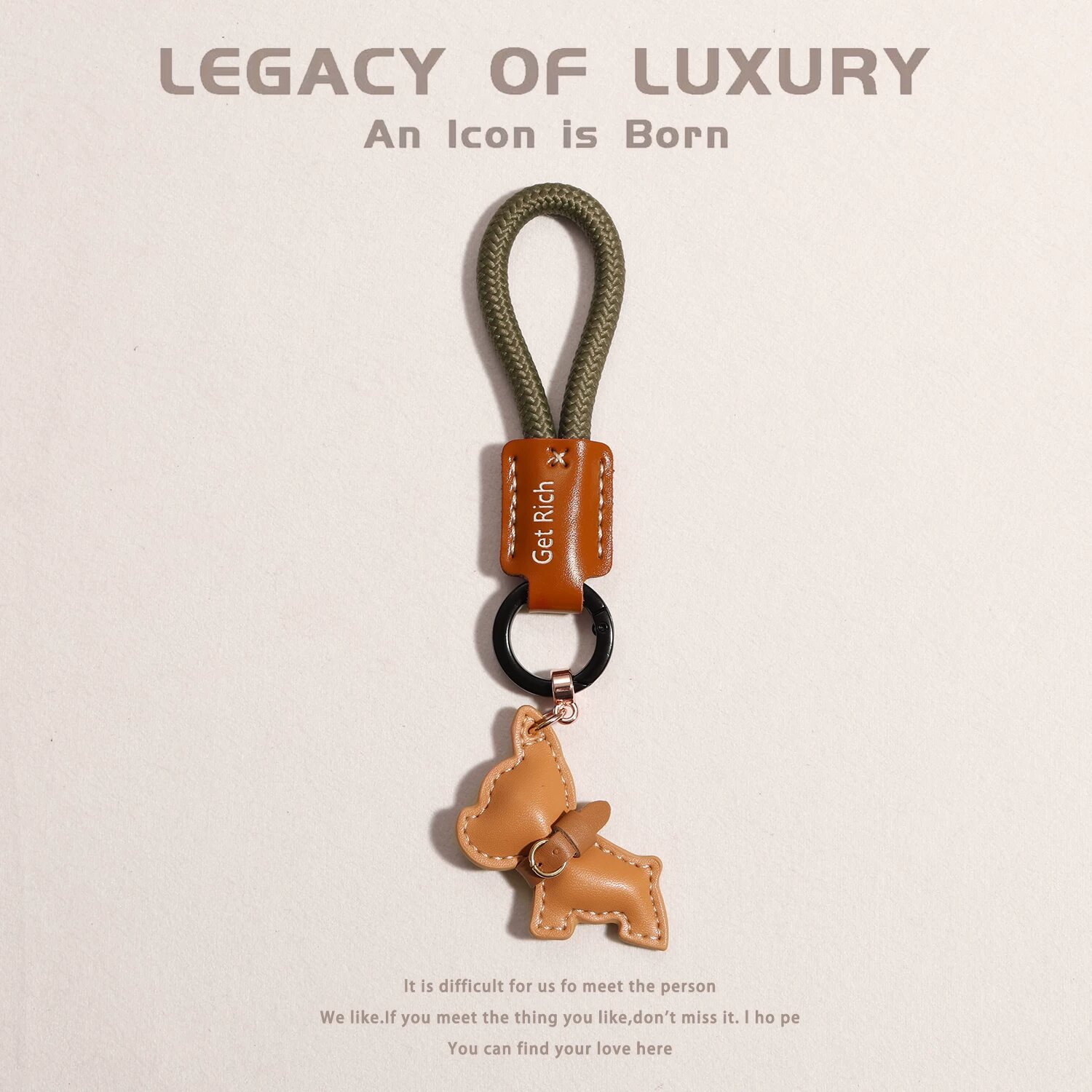 Милый брелок-подвеска в виде щенка французского бульдога, кожаный плетеный шнурок ручной работы, украшение для сумки,