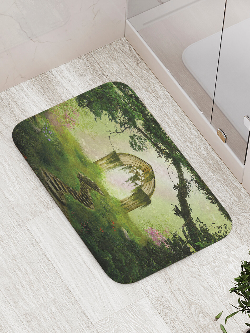 Коврик для ванной комнаты, туалета "Арка в лесу" противоскользящий, 52х77 см, JoyArty