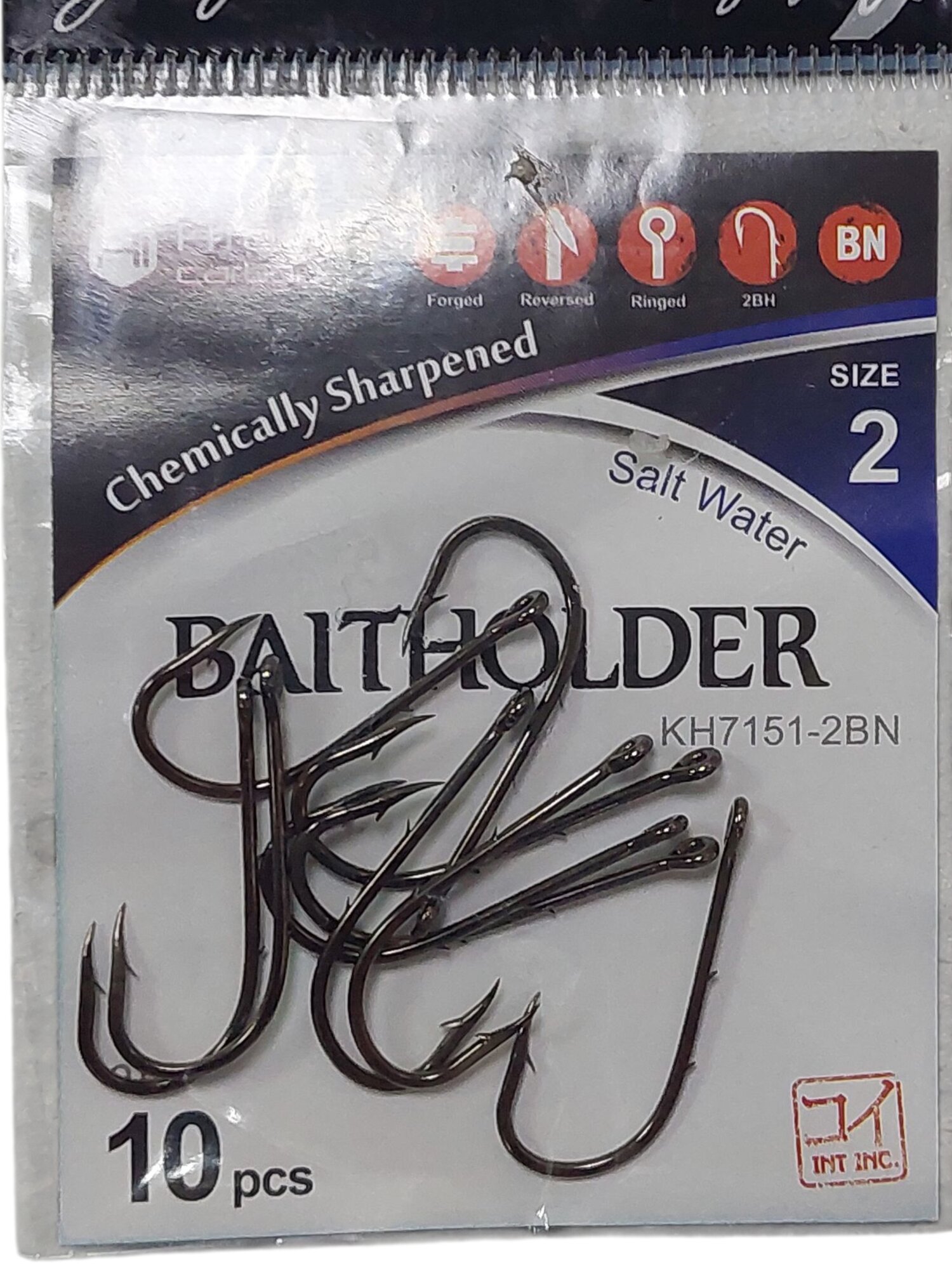 Крючок KOI "BAITHOLDER", размер 2 (INT), цвет BN (10 шт.)/100/