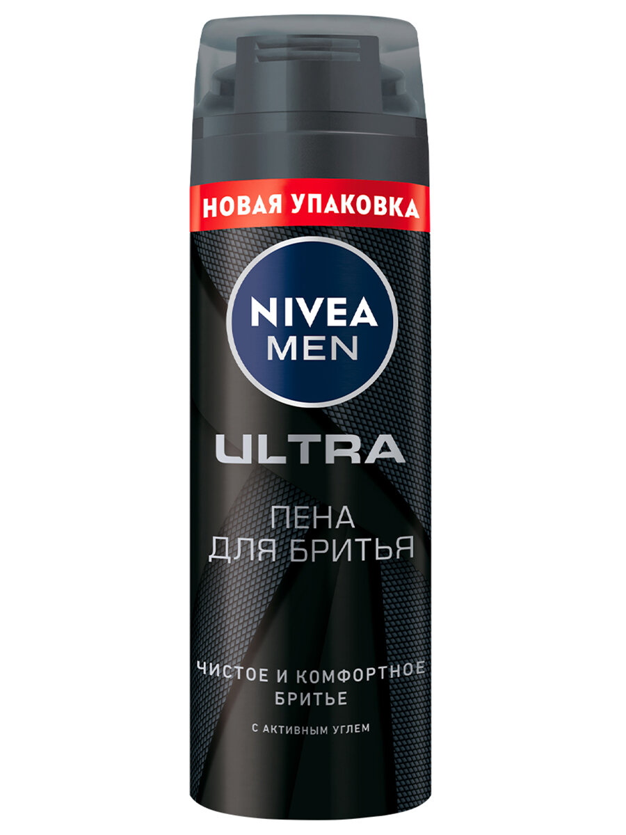 Пена для бритья мужская Nivea Men Ultra с активным углем 200мл