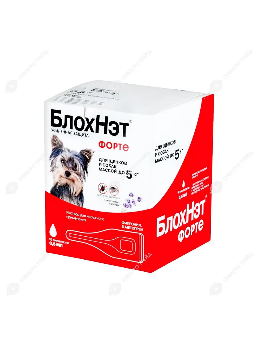 БлохНэт Форте для щенков"собак"до 5кг 0,5мл, упак 10блистеров