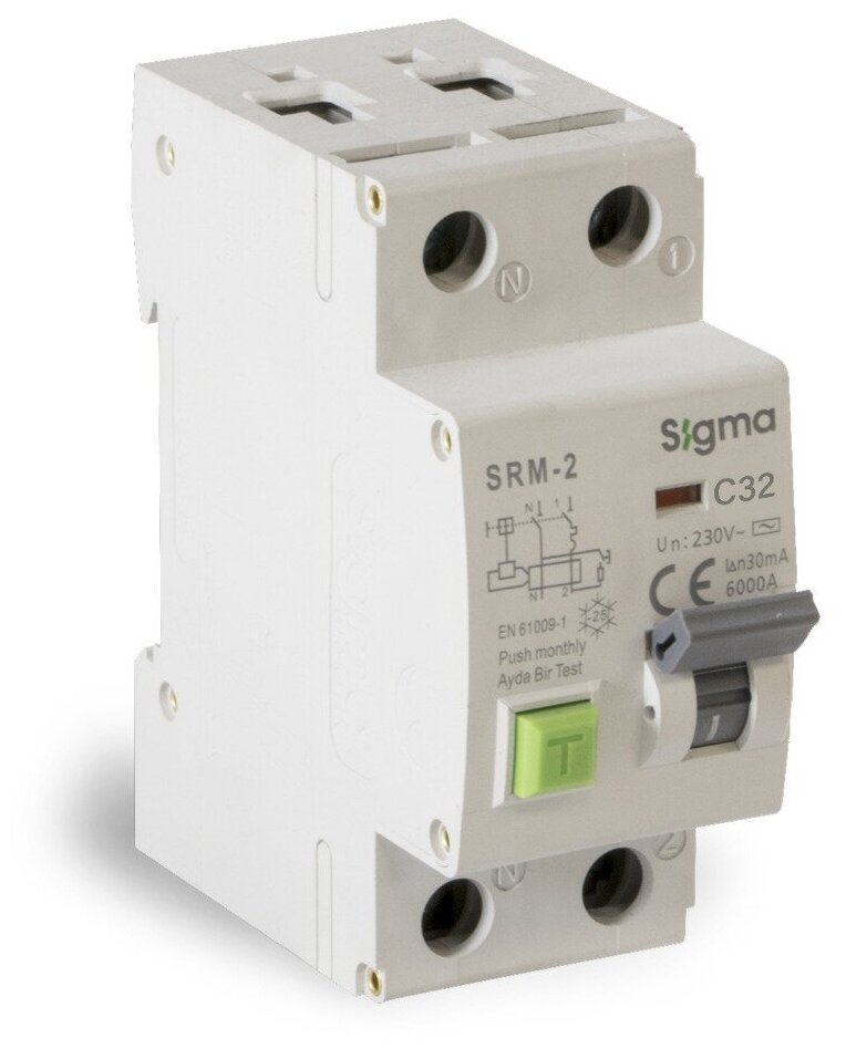 Дифференциальный автомат AC 2P 30mA 6kA 32A SIGMA ELEKTRIK