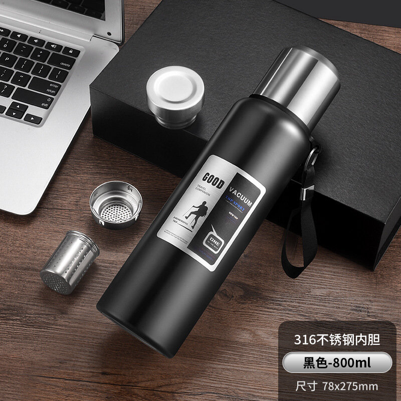 Открытый дорожный термогоршок большой емкости Мужская и Женская Удобная цельностальная спортивная чашка для воды из