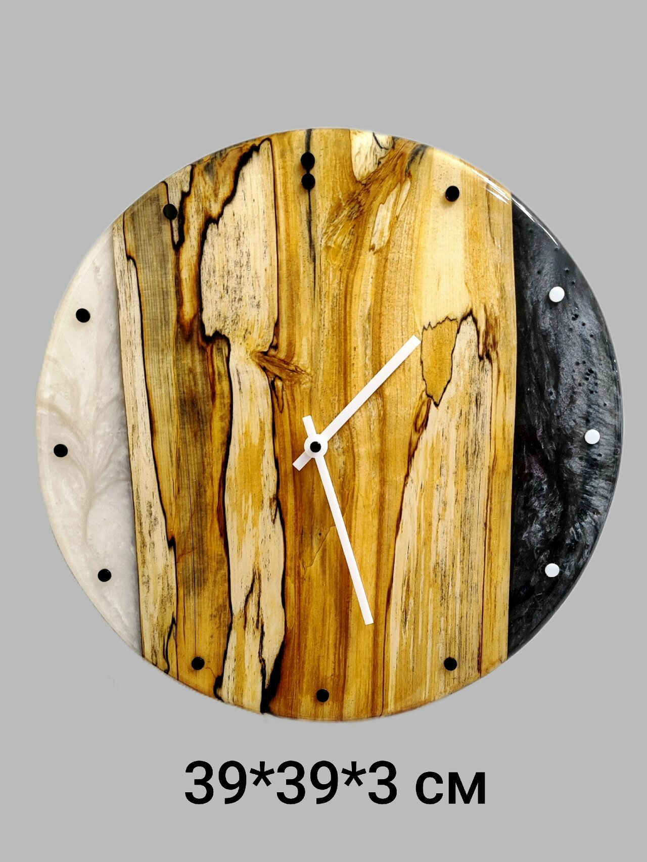 Настенные часы ручной работы из дерева и эпоксидной смолы , 390*390*30 мм