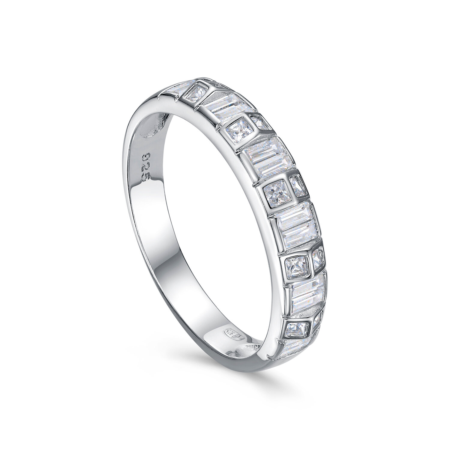 Кольцо тонкое, серебро, 925 проба, фианит