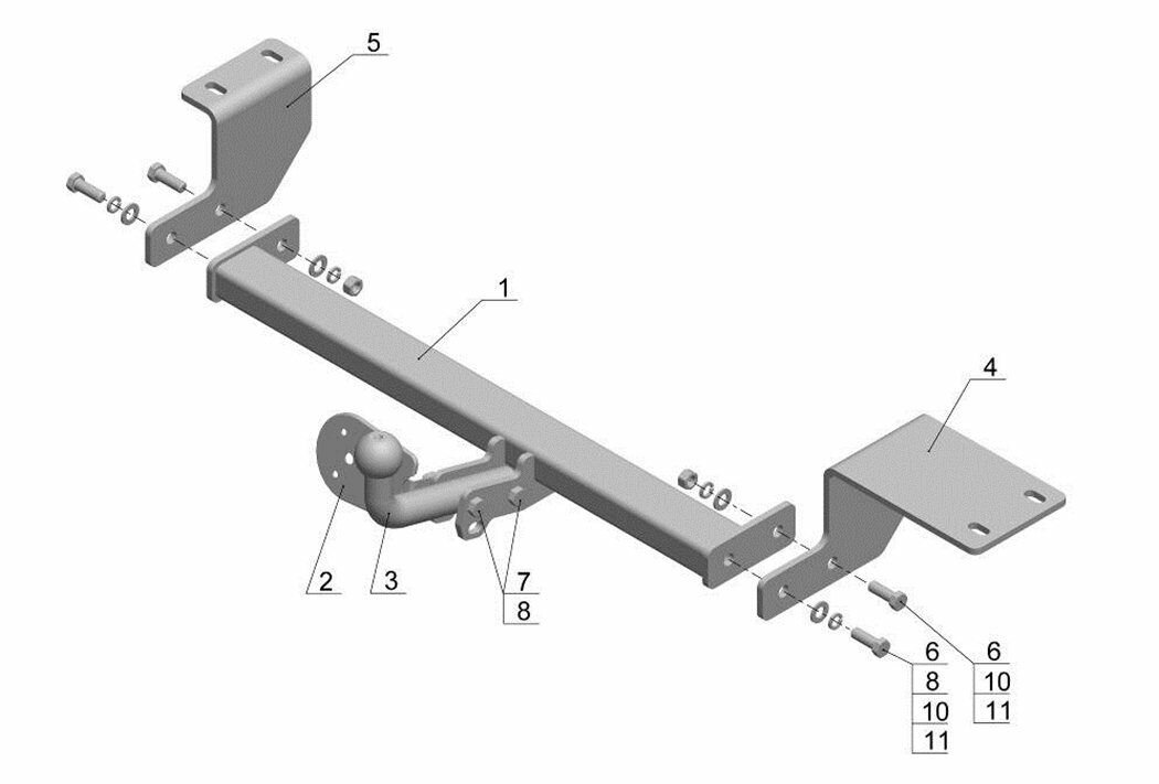 Фаркоп для Geely MK седан 2008-2015 Тип шара: A. Нагрузки: 750/50 кг, GL 01