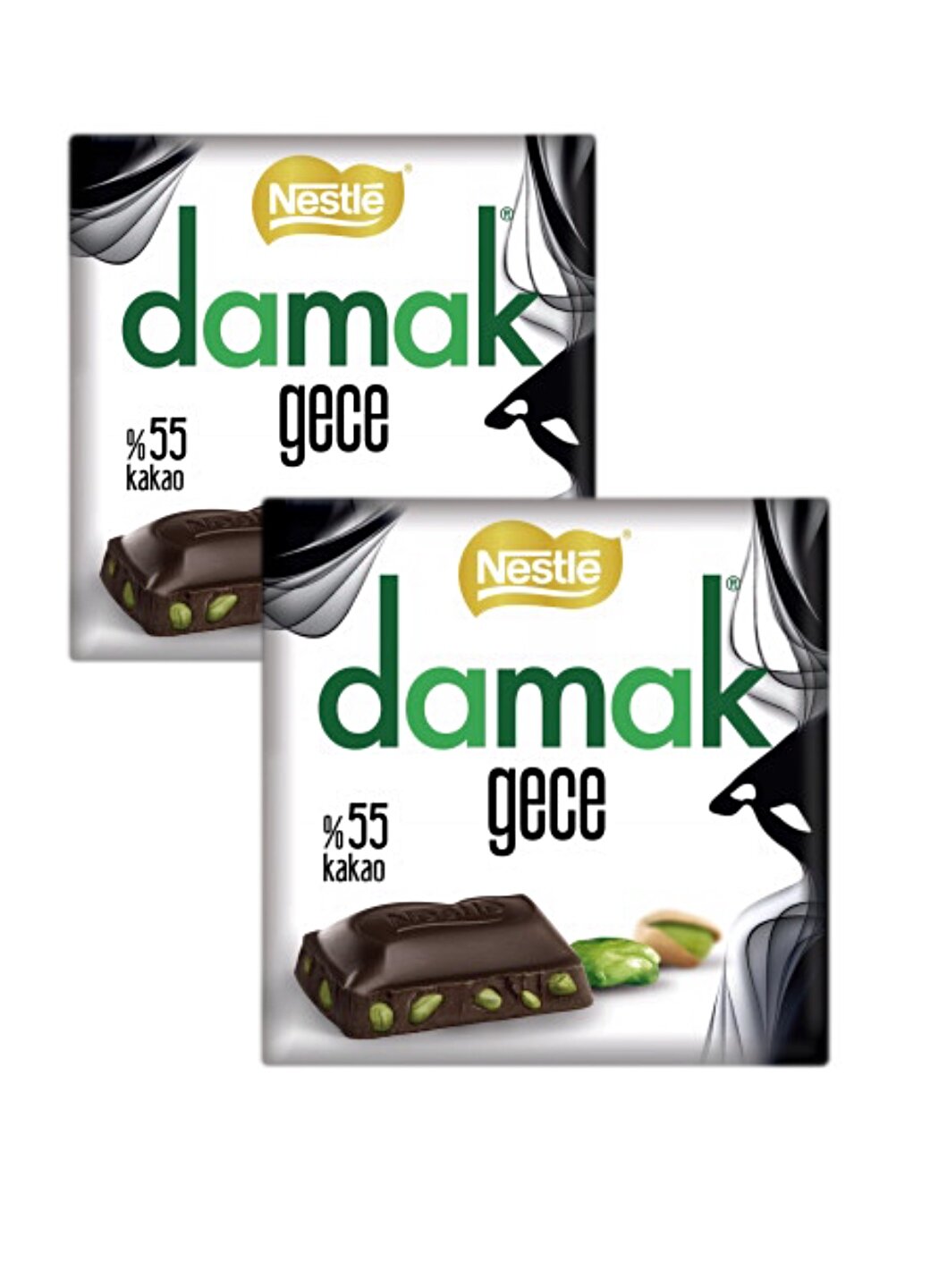 Шоколадная плитка Nestle Damak Gese, темный с фисташкой, 60 гр х 2 шт (Турция)