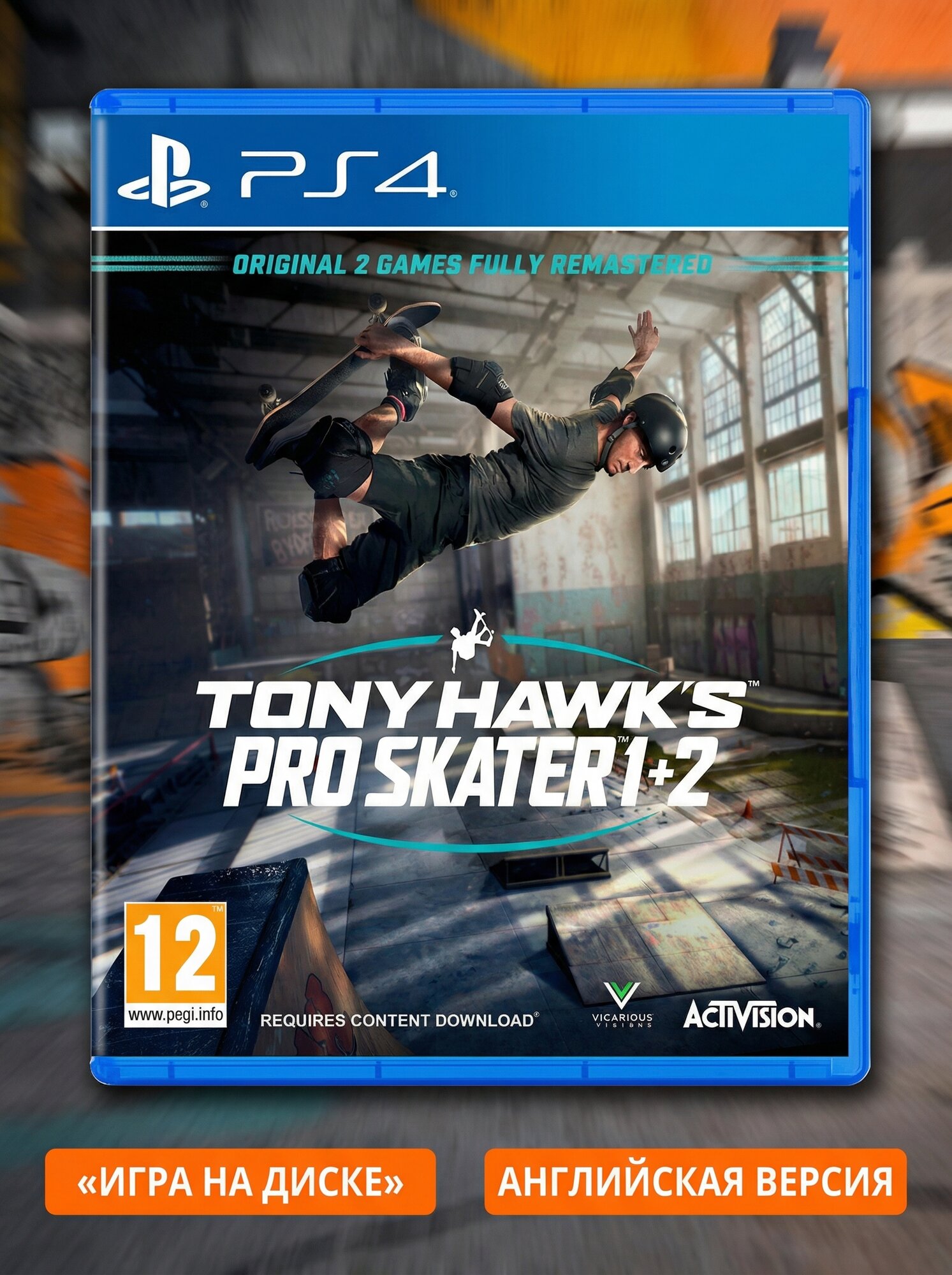 Игра Tony Hawk's Pro Skater 1 + 2 (PlayStation 4, Английская версия)