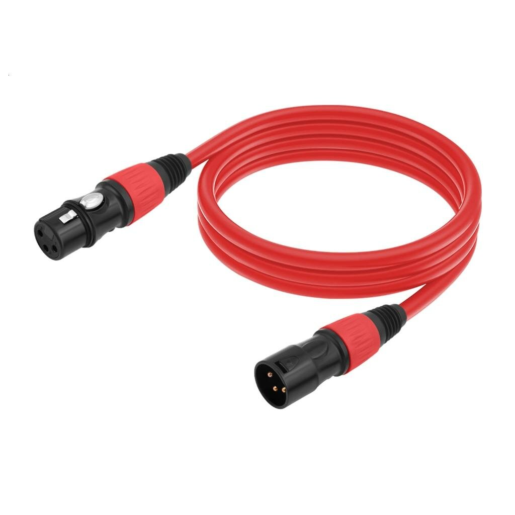 Микрофонный кабель «мама-папа» 3-pin, красный - 3m