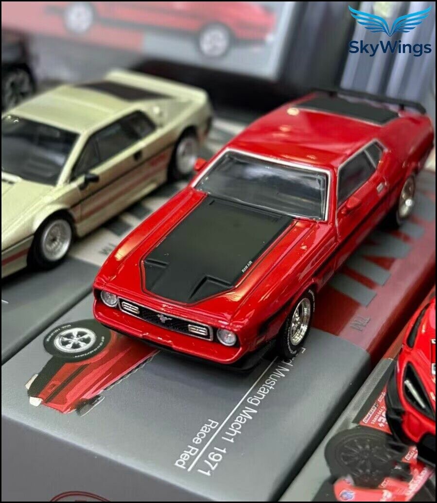 Эксклюзивная коллекционная модель Ford Mustang Mach1 1971 Race Red в масштабе 1:64, TSM MODEL 1122, литая машинка из сплава для детей
