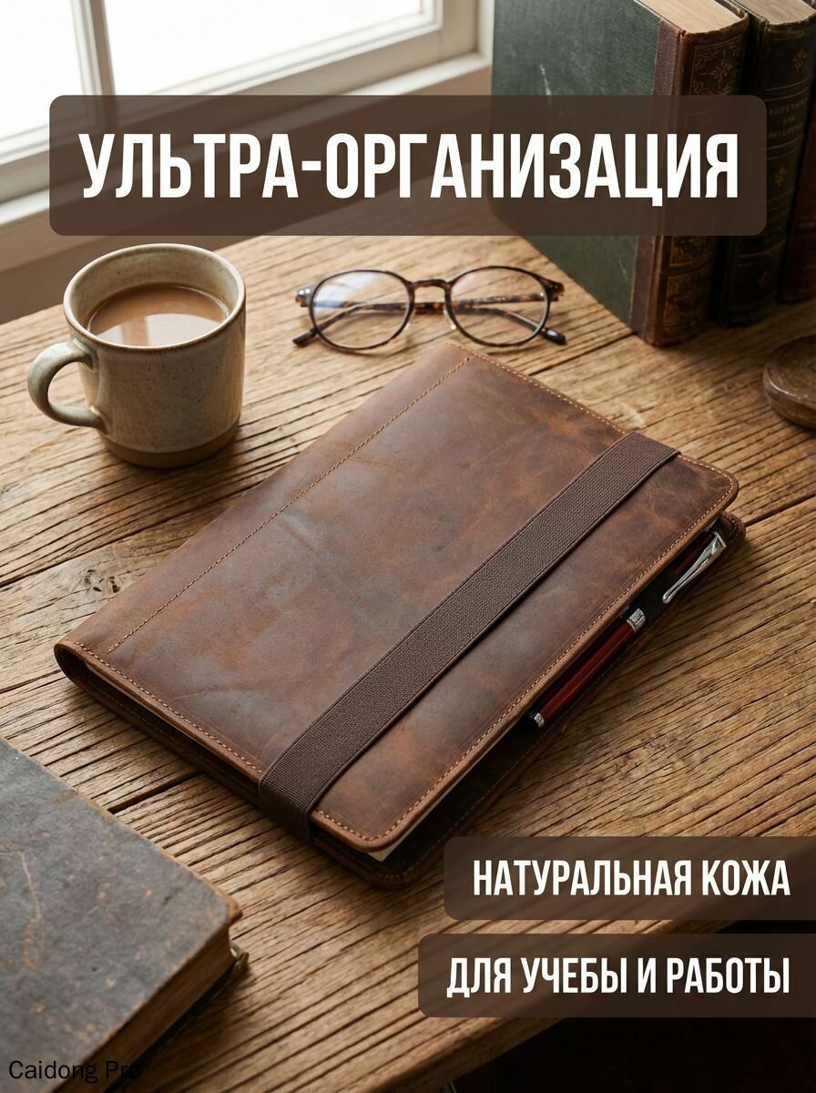 Записная книжка A5 из кожи Crazy Horse с 6-ю кольцами, многофункциональная обложка для учебы и работы блокнот на кольцах формат А5