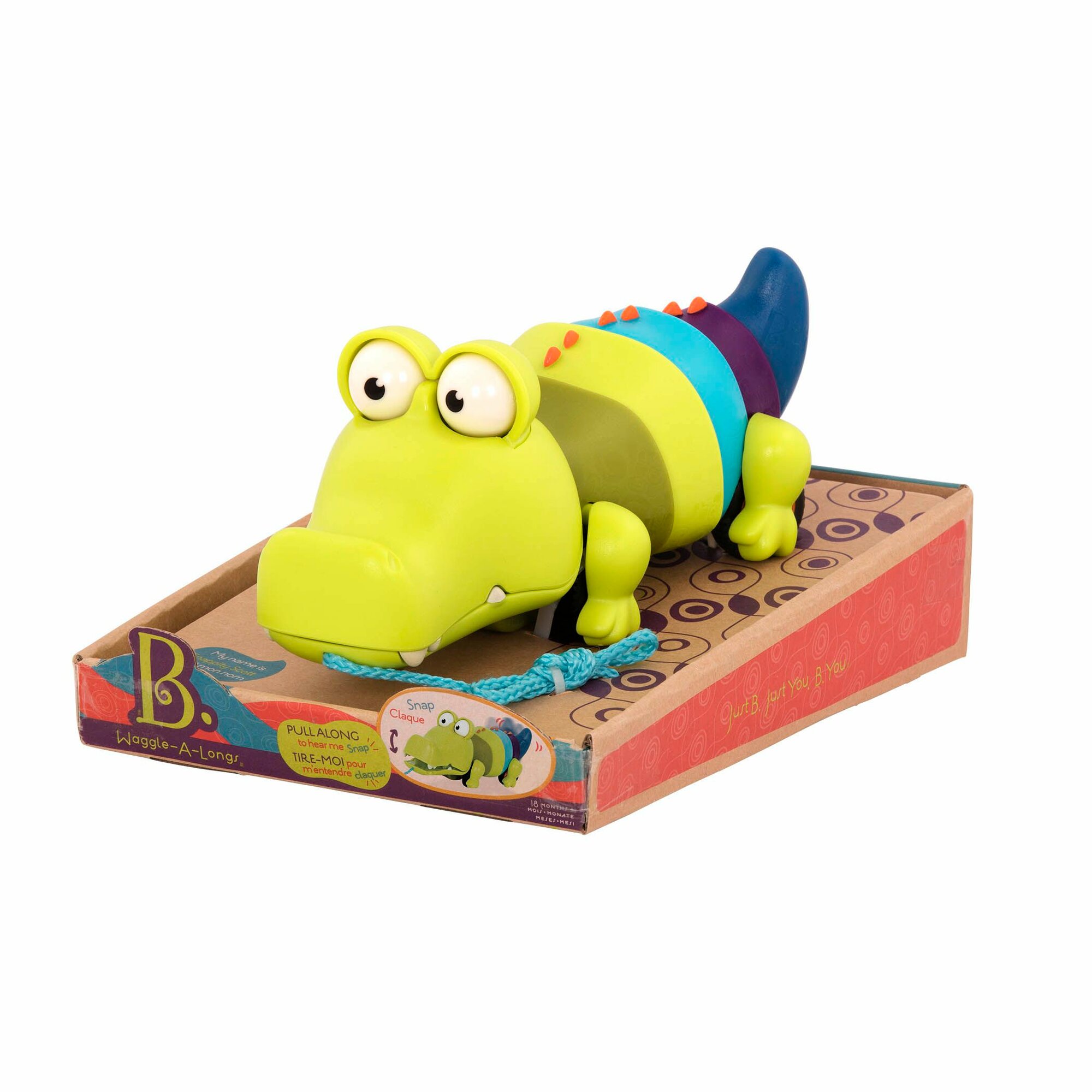 Игрушка-каталка B.Toys - Игрушечный Крокодил на веревочке, 18+ мес. - Би. Тойс BX1674Z