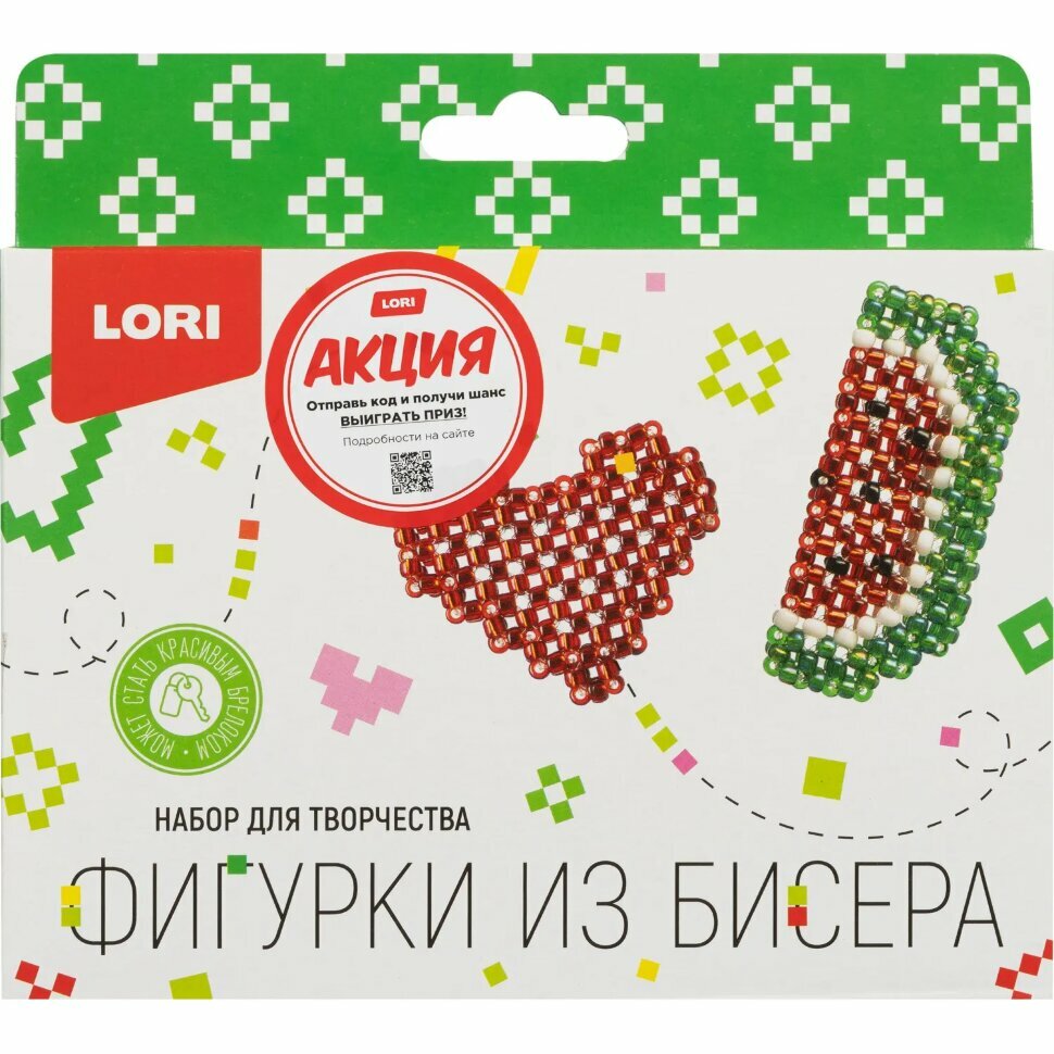 Набор для изготовления Фигурки из бисера. Брелоки Сердечко, арбуз, Бис-104, 2357957