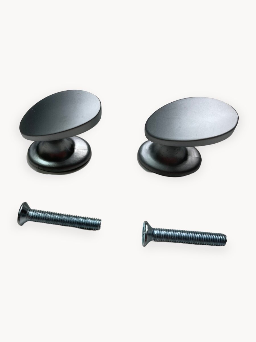 Ручка-кнопка матовый хром, комплект 2 шт. Крепление в комплекте.