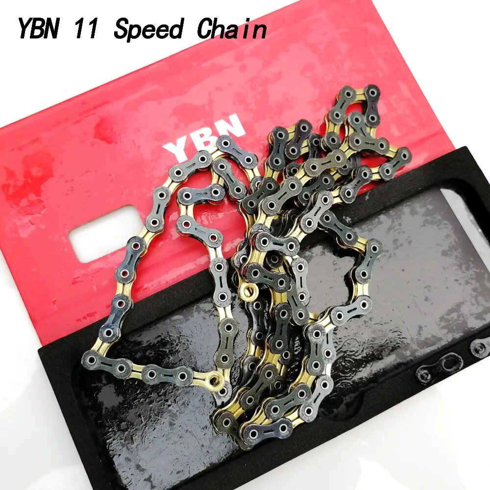YBN Цепь для велосипеда 10-12 скоростей 11s black gold AH