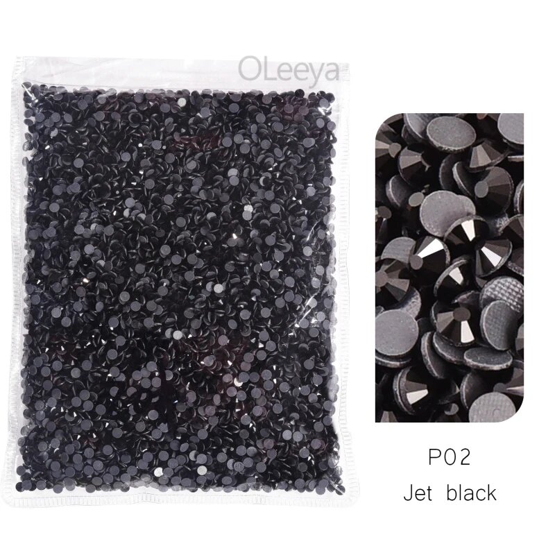Oleeya стразы горячей фиксации SS6-SS30 Черный, SS6-14400Pcs, Jet black