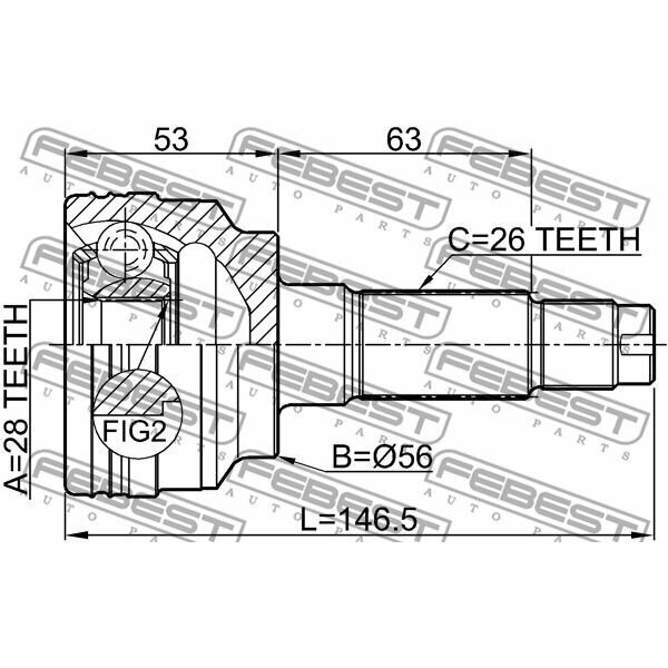 Ремкомплект шруса внешний для автомобиля Mazda, FEBEST 0510-323BJ (1 шт.)