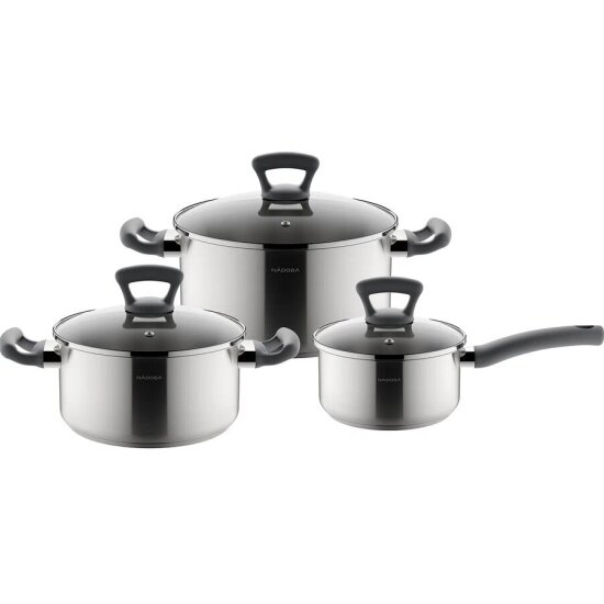 Набор посуды Nadoba со стеклянными крышками, 6 пр, cерия VIKKI